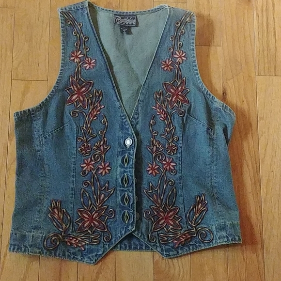 Cattlelac Ranch | Other | Vintage Cattlelac Ranch Embroidery Denim Vest ...